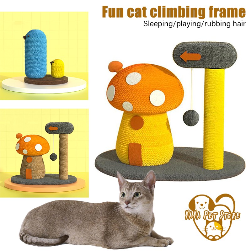 Mushroom House Cat Climbing Frame Sisal Scratch Board Anti-Claw Baby ...