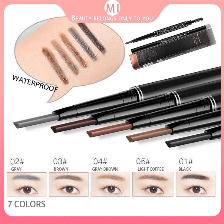 Double Head Eyebrow Pencil Waterproof Long Lasting 7 Colors Eye Brow ...