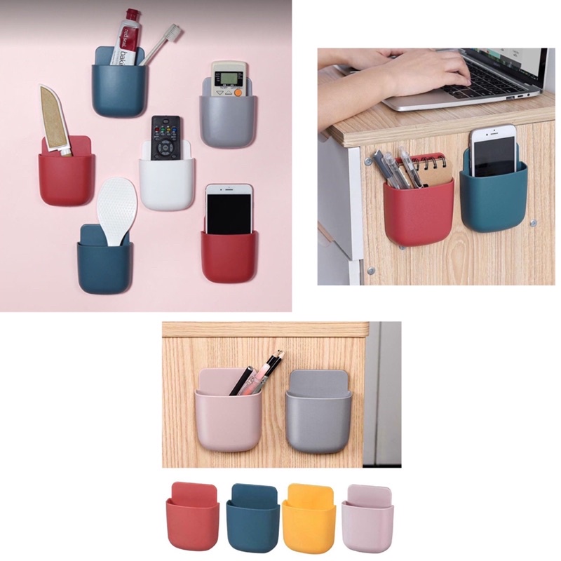 Wall Hanging Remote Control Organizer Mobile Phone Bracket Storage Box ...