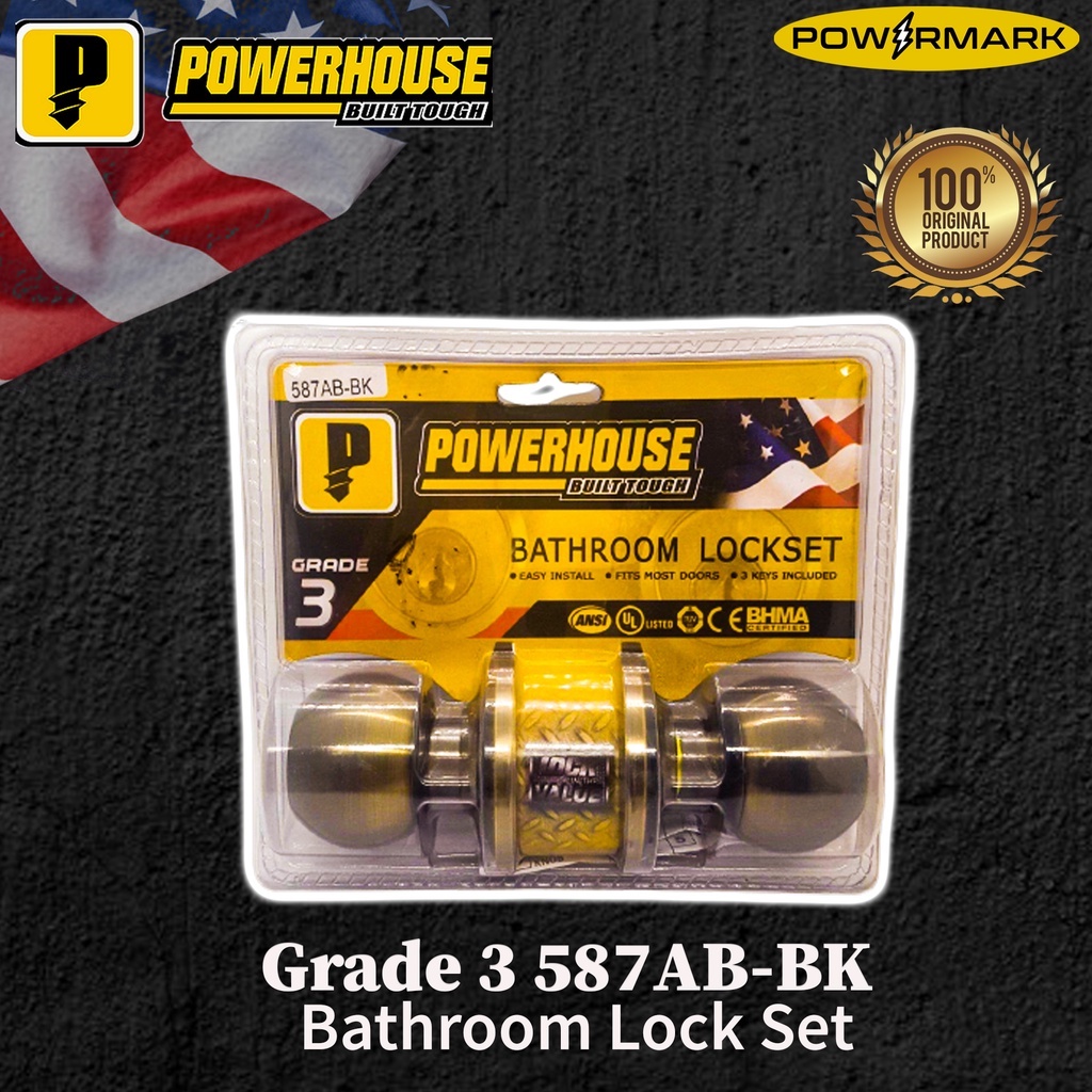 POWERHOUSE Grade 3 587AB-BK Bathroom Lock Set [POWERMARK | PAC ...