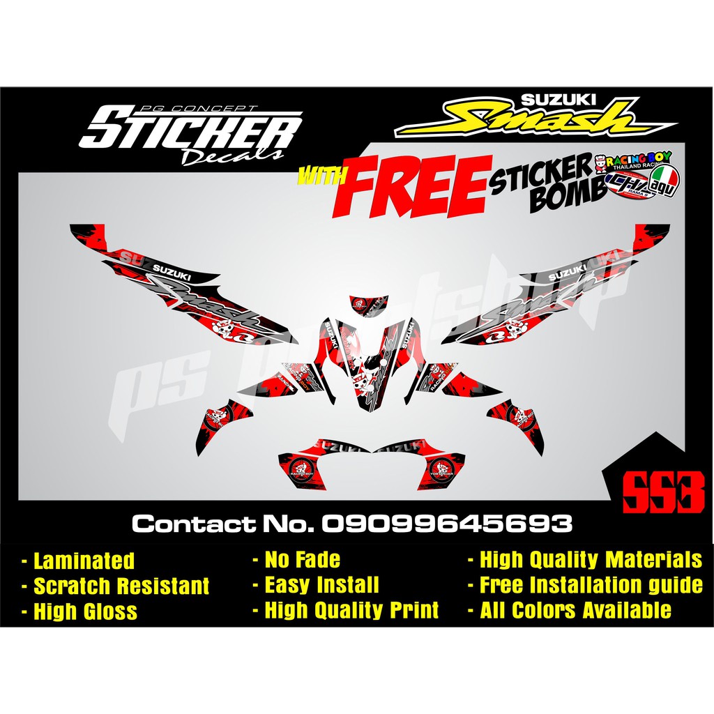 Smash suzuki 115 full set Body sticker decals Batch 1 | Shopee Philippines