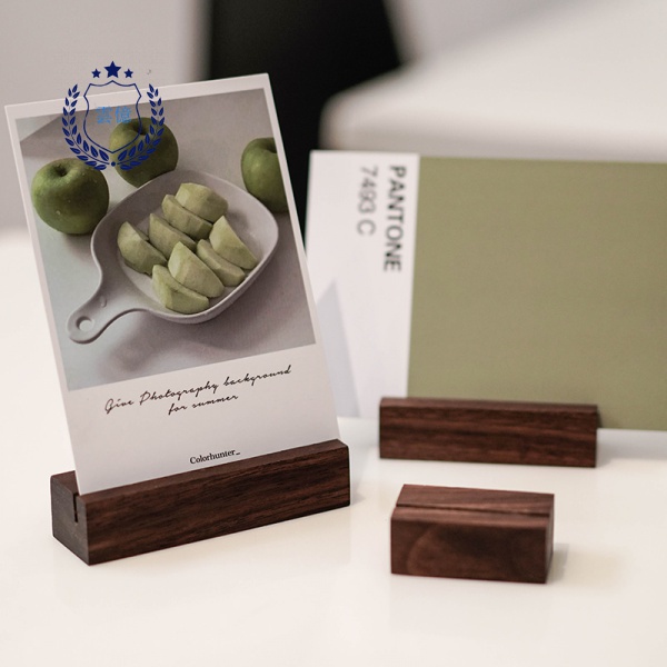 Walnut Card Holder Retro Message Stand Clip Desktop Decoration ...