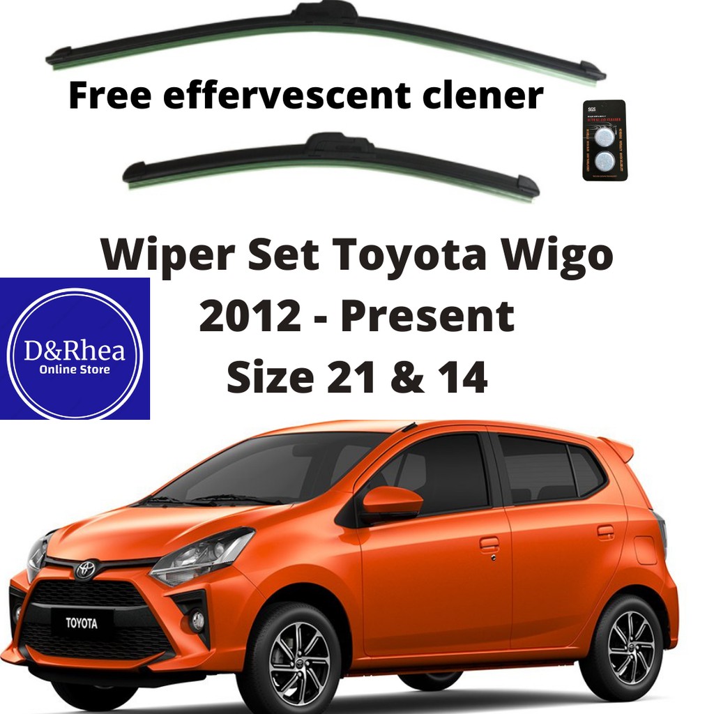 WIPER BLADE CLASS A+ SET FOR TOYOTA WIGO 2012 to PRESENT + (FREE)WINDSHIELD WINDOW CLEANER ...