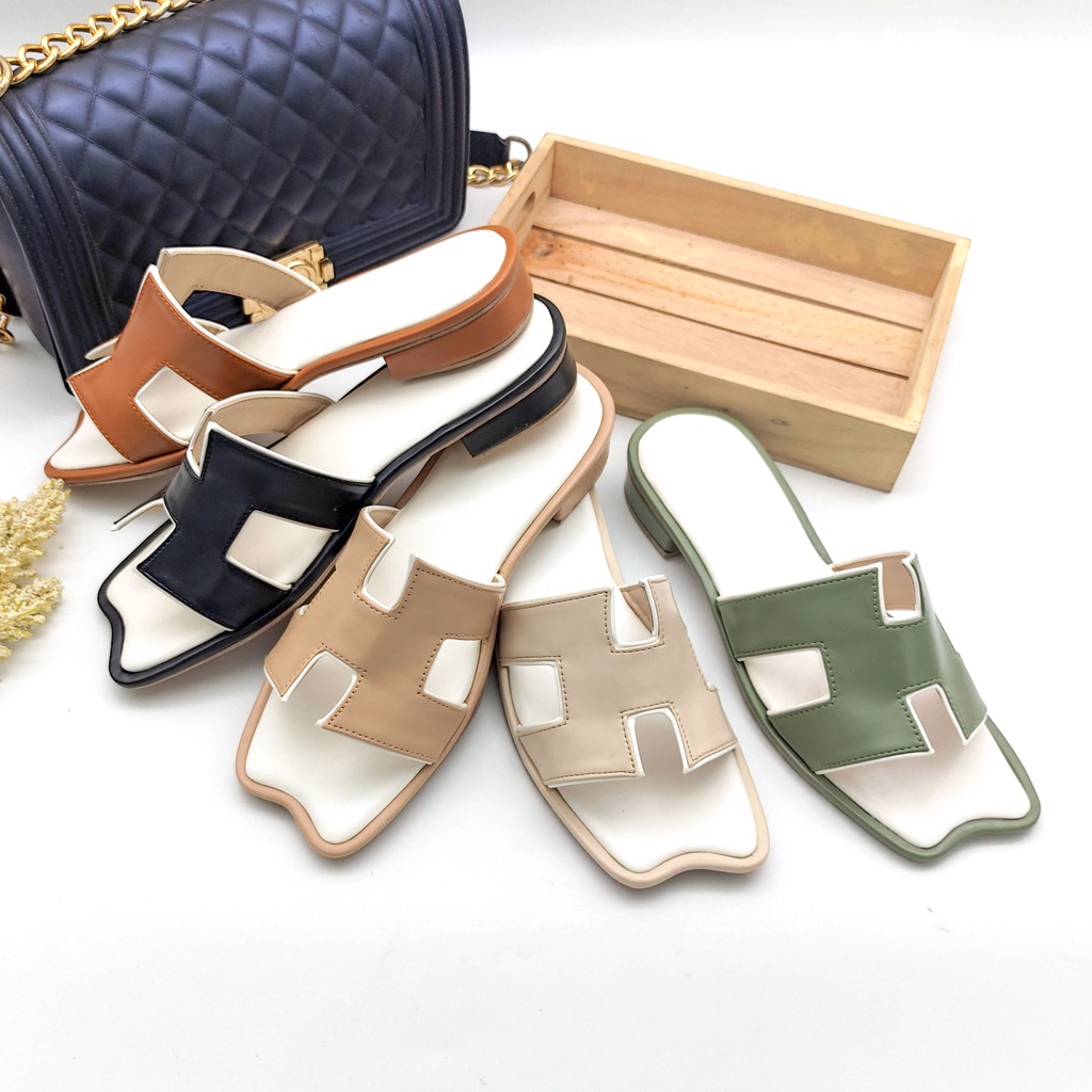 R&A776 Half-Inch Dual Tone H-Strap with Odd Shape Toe Block Heels ...