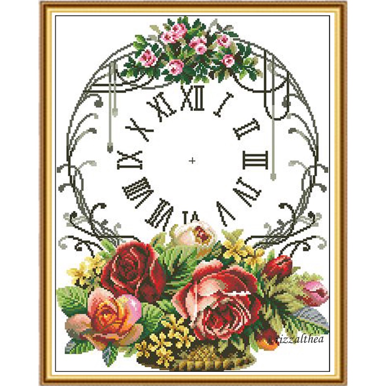 Picnic Rose Clock COMPLETE SET Cross Stitch 14/ 11 Count | Shopee ...