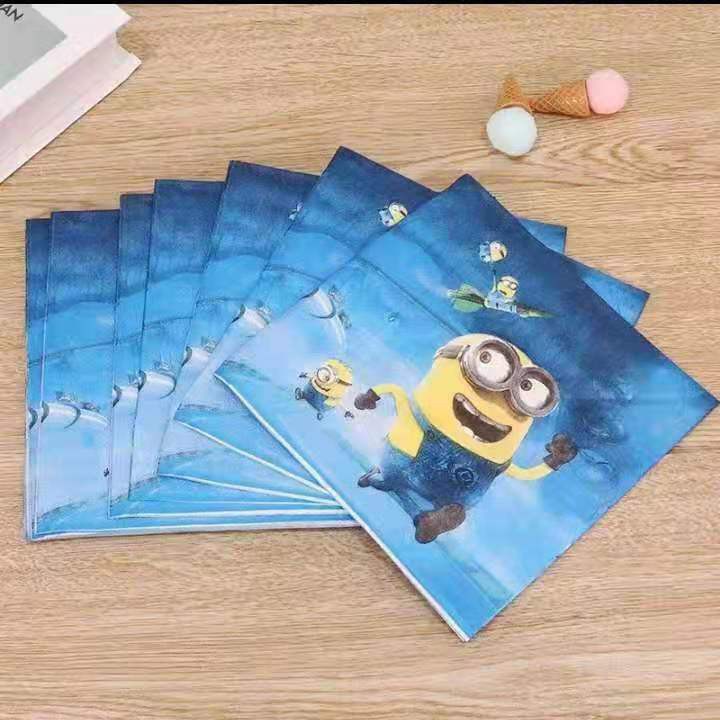 Minions theme printed cartoon creative disposable Napkin party dessert ...