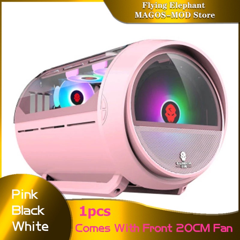 Panoramic ITX Case RGB, Round Desktop Computer Gamer Cabinet, USB 3.0 ...
