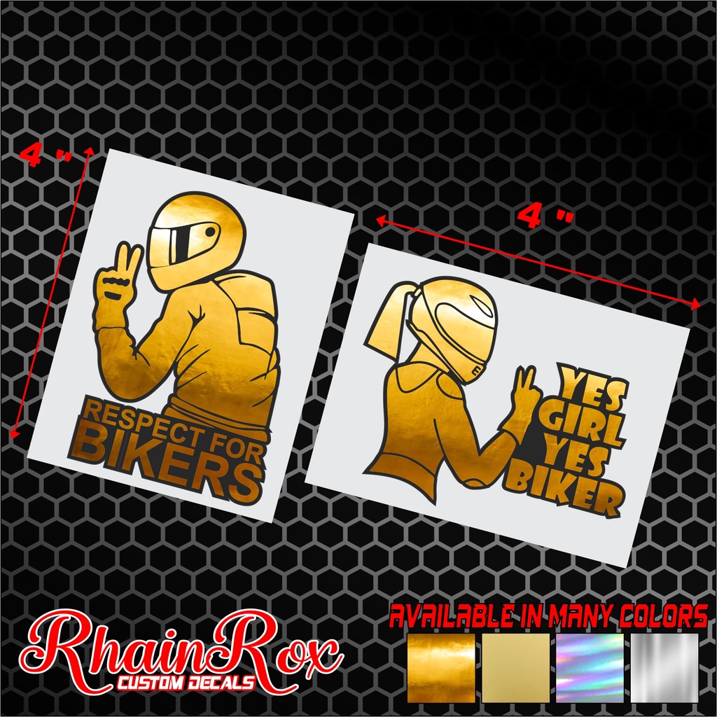 respect for riders yes girl yes biker sticker goldchrome hologram ...