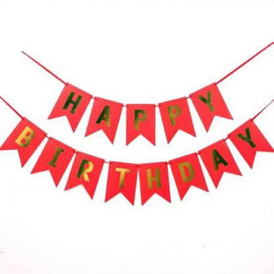 Simple Plain Red Happy Birthday Banner for Red Theme Party Decoration ...