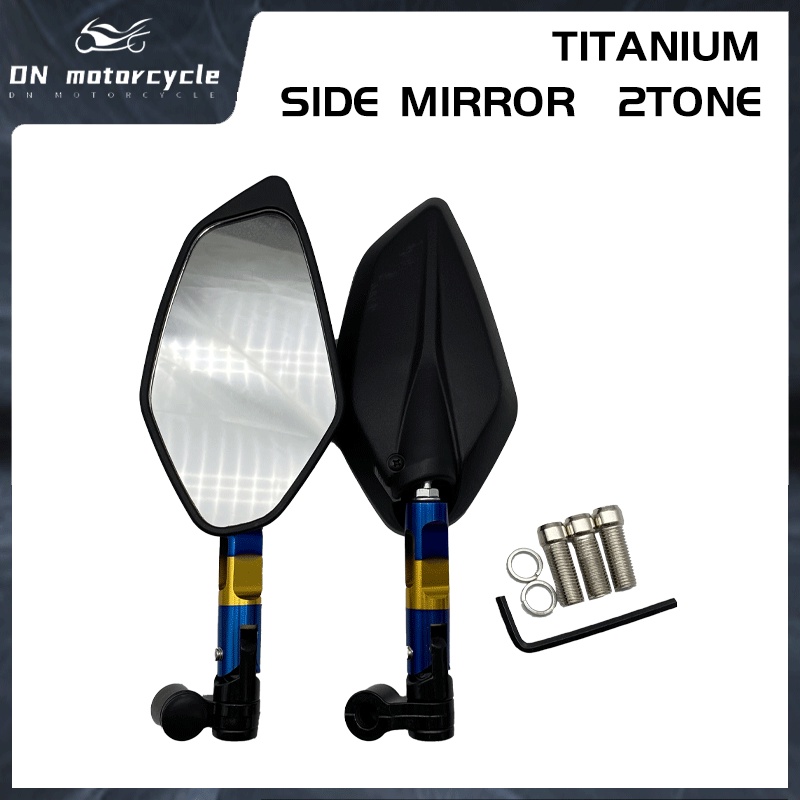 Titanium Side Mirror 2tone Short Stem Universal CNC black/carbon Made ... Titanium Side Mirror 2tone Short Stem Universal CNC black/carbon Made ...