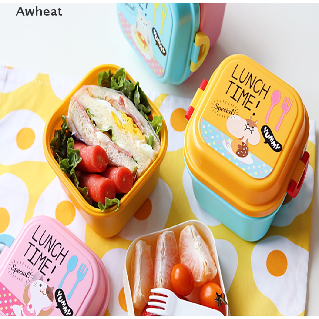 Awheat Cartoon Healthy Plastic Lunch Box Microwave Oven Lunch Bento ...