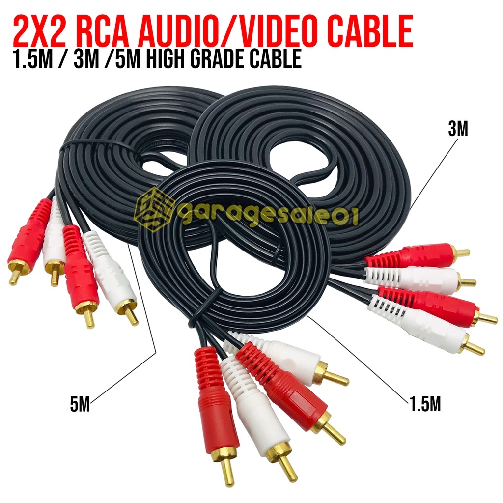 1.5M 3M 5M 2X2 RCA Audio/Video High Grade Cable SALE | Shopee Philippines