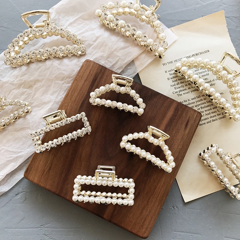 Fashion Korean Jepit Rambut Side Clip Pearl Hairpin Rhinestone Sweet ...