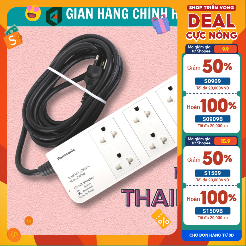 Panasonic Power Socket with 6-Outlet Extension Cord WCHG2836 Genuine ...