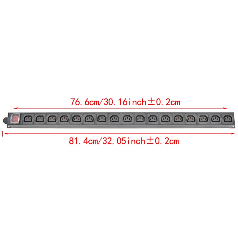 PDU Power Distribution Unit 16A 3500W Power Strip 2-22 Ways IEC-C13 output socket With LED ...