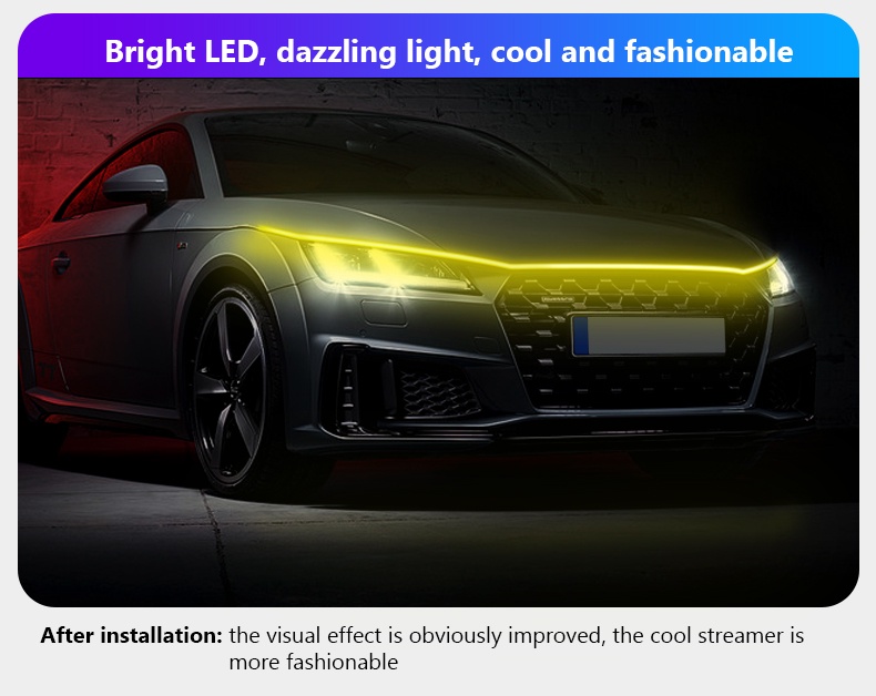 1PC RGB Engine Hood Light, DRL Car Daytime Driving led Light Bar ...