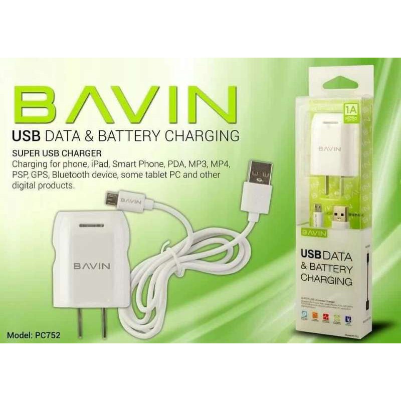 Original BAVIN PC752 charger with adapter usb data cable android cod ...
