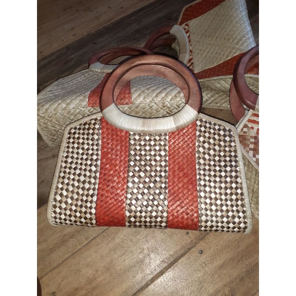 miks VICKY Wooden Handle Native Bag (12x4x11) w scarf | Shopee Philippines
