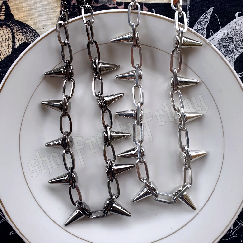 Gothic Punk Rivet Spike Chain Choker Necklace | Shopee Philippines