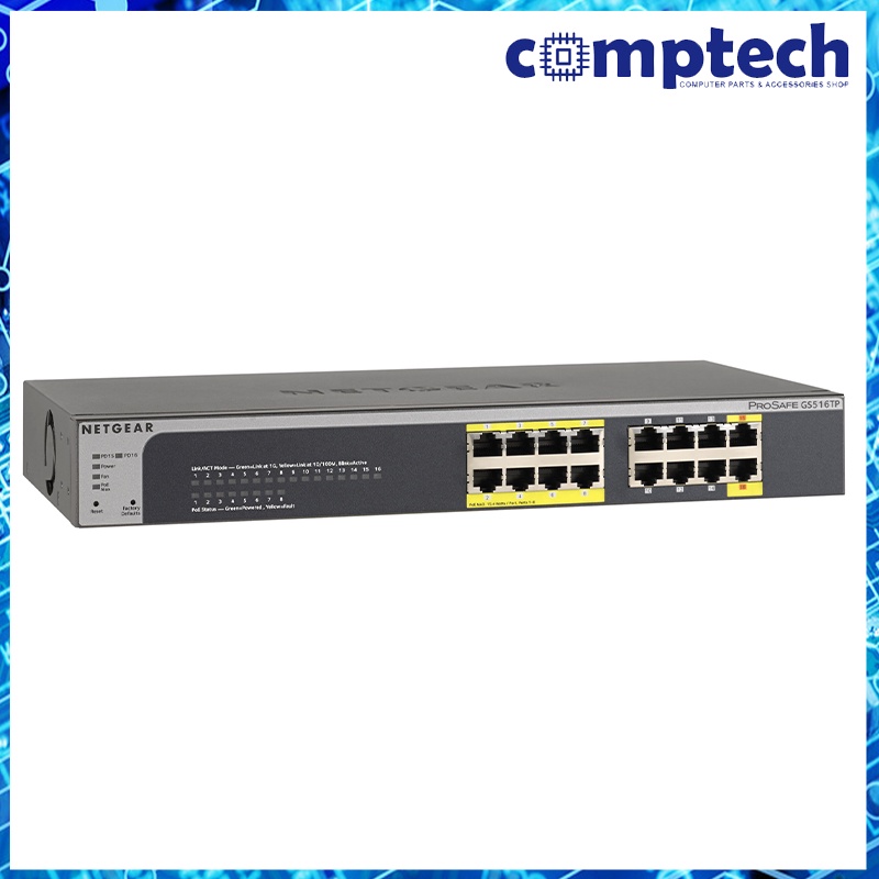 16-Port Gigabit Ethernet PoE/PD Smart Managed Pro Switch with 8 PoE ...
