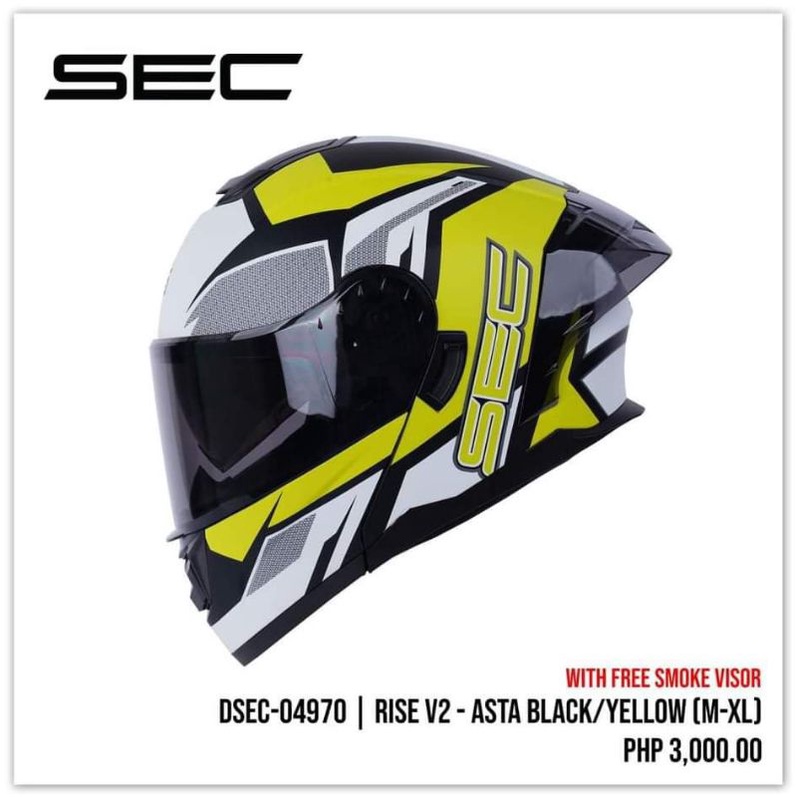 SEC RISE v2 ASTA BLACKMODULAR - DUAL VISOR (FREE smoked visor) | Shopee ...