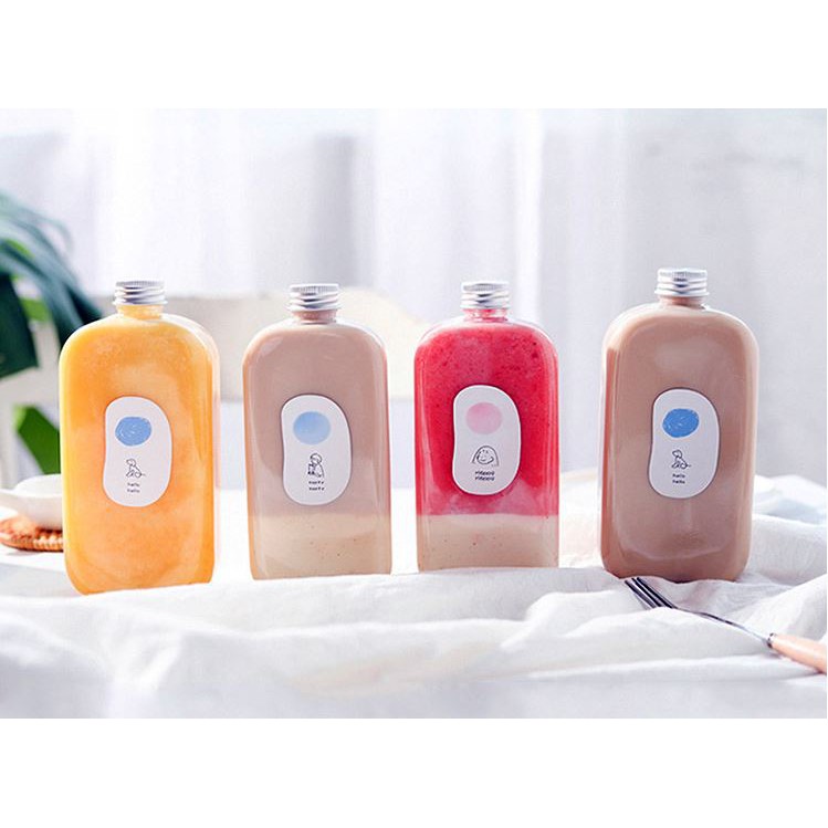 10pcs Bottle 300ml and 500ml Empty Cold Pressed Juice Square Boba Milk ...