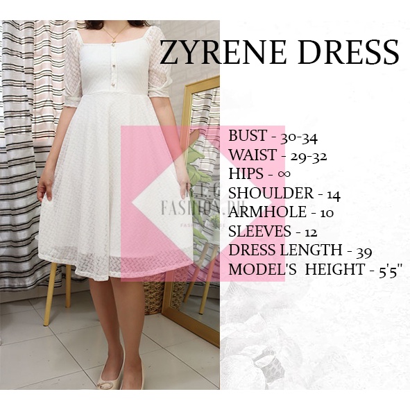 ZYRENE LACE COTTON SPANDEX PUFF SLEEVES DRESS | Shopee Philippines