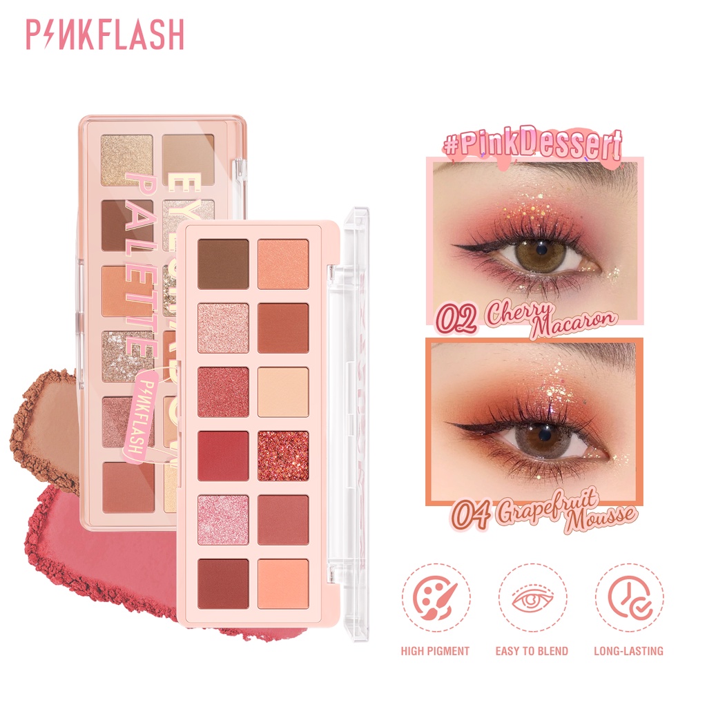 PINKFLASH Pink Dessert 12 shades eyeshadow palette High pigment Fine ...
