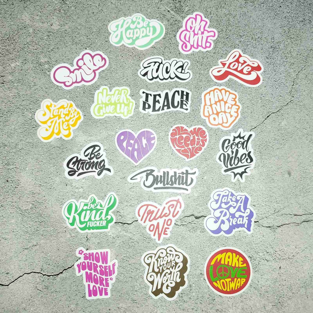 TYPOGRAPHY WATERPROOF VINYL STICKERS FOR TUMBLER, LAPTOP, CELLPHONE ...