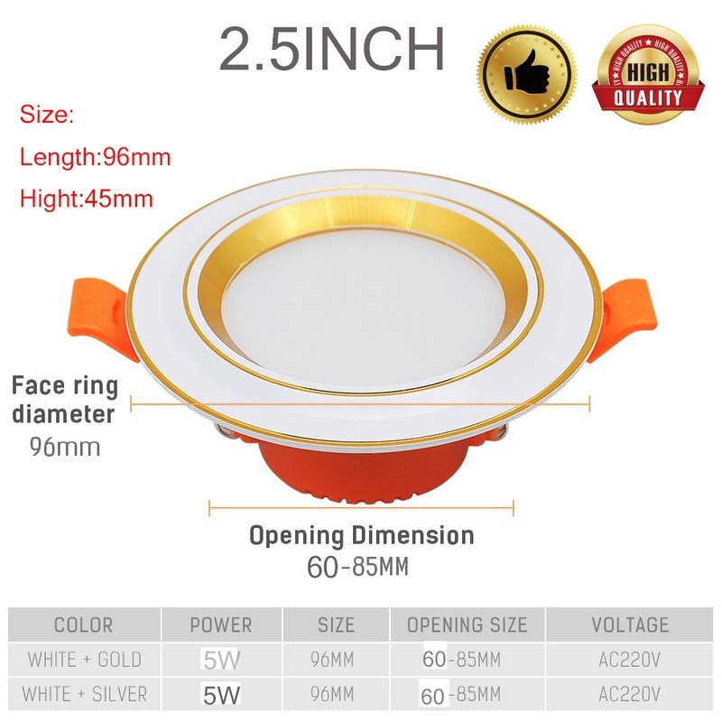 24 Packs LED Downlight 220V 9W Thin Ceilinglight Recessed DownLight 3 ...