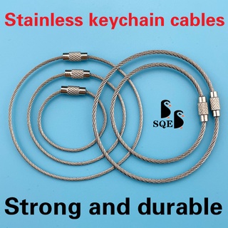 20PCS EDC Stainless Steel Wire Keychain Ring Key Cable Key Ring Locking ...
