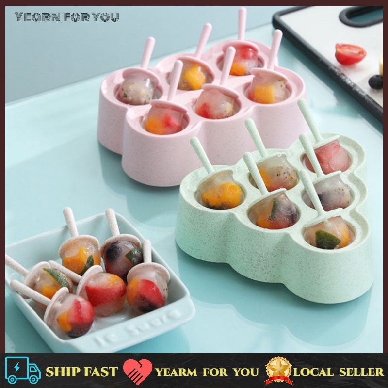 Safe Food Grade Wheat Straw 6 Grids Ice Cream Mold Home Party DIY ...
