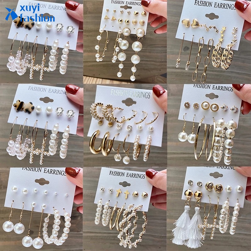 Fashion Creative Butterfly Pearl Tassel Earring Set Simple Elegant ...