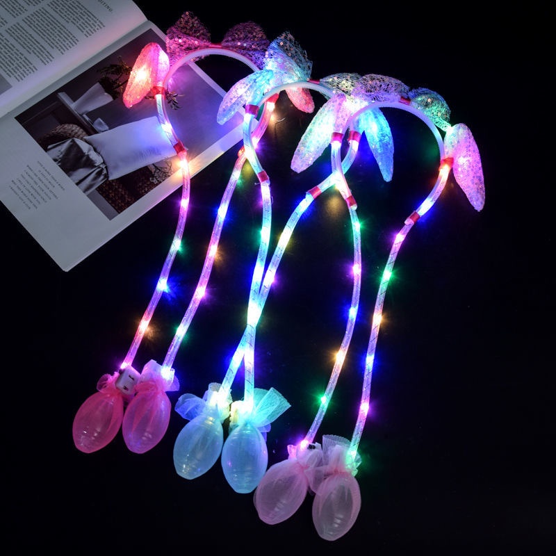 Rabbit Ears Glowing Headband Mesh Headband Hair Band Christmas ...