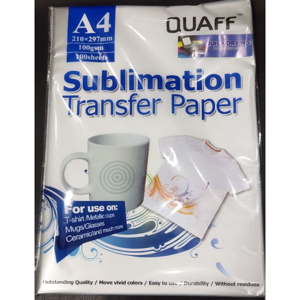 Quaff Sublimation Paper A4 size 100's/pack (Quick Dry) | Shopee Philippines