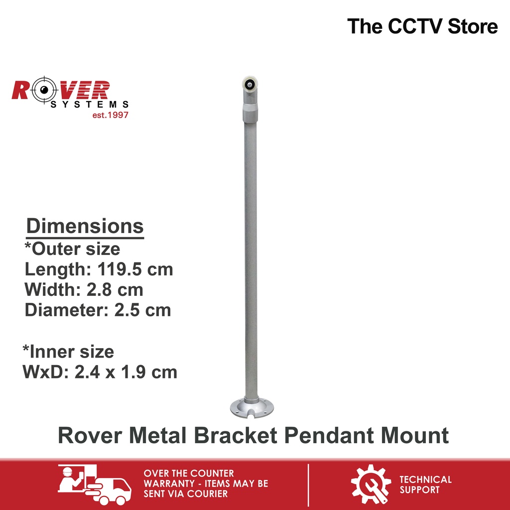 Rover Systems Metal CCTV Bracket Pendant Mount 62.2-119.5 x 2.8 x 2.5 ...