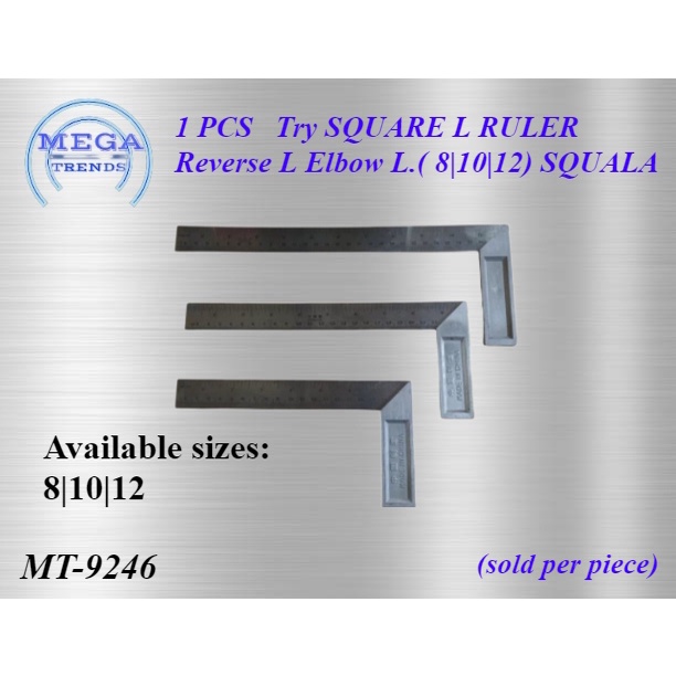 MT-9256 1 PCS Try SQUARE L RULER Reverse L Elbow L.( 8|10|12) SQUALA ...