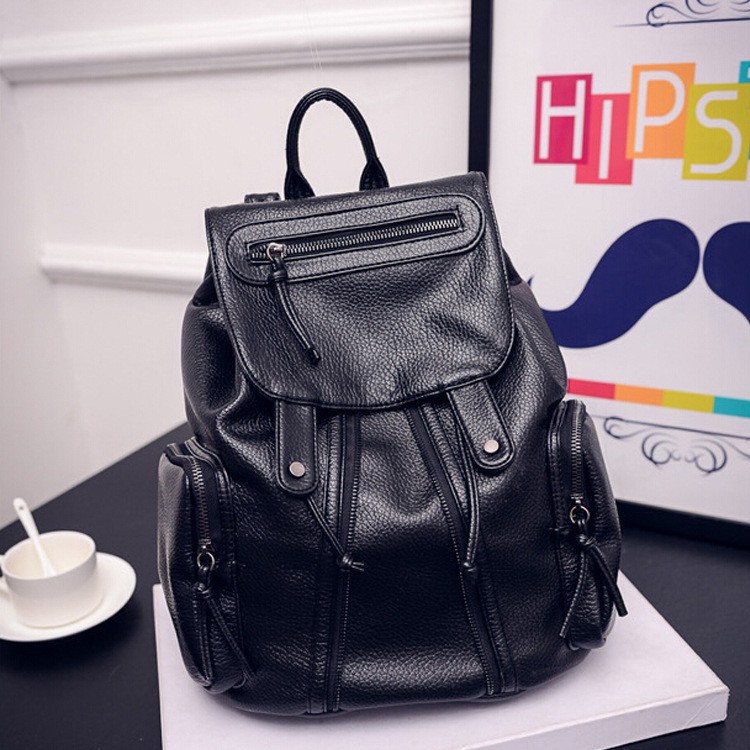 Leather Backpack Korean Backpack Korean Bag Casual Backpack | Shopee ...