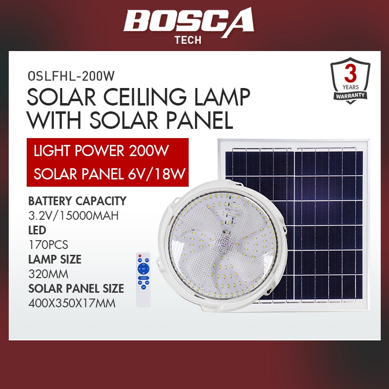 BOSCA Solar Ceiling Lamp Solar Light Ceiling light 32CM OSLFHL-200W ...