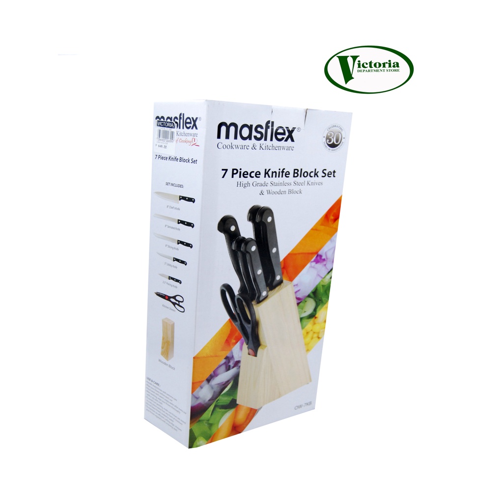 Masflex 7 Piece Knife Set with Wooden Block | Shopee Philippines