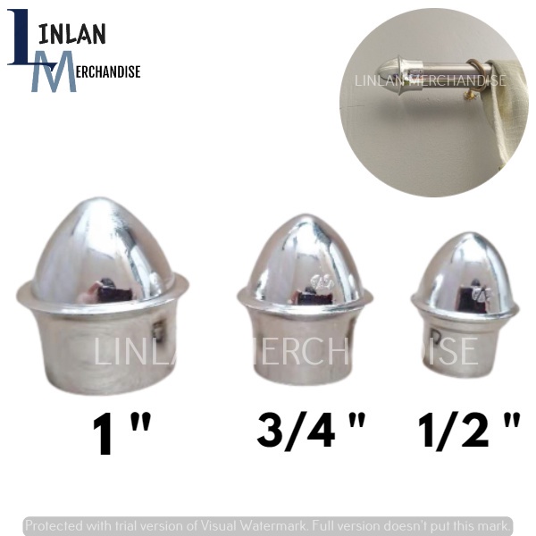 10 SILVER Curtain Rod End Cap (SIZES: 1/2", 3/4", 1 INCH) (2504 ...