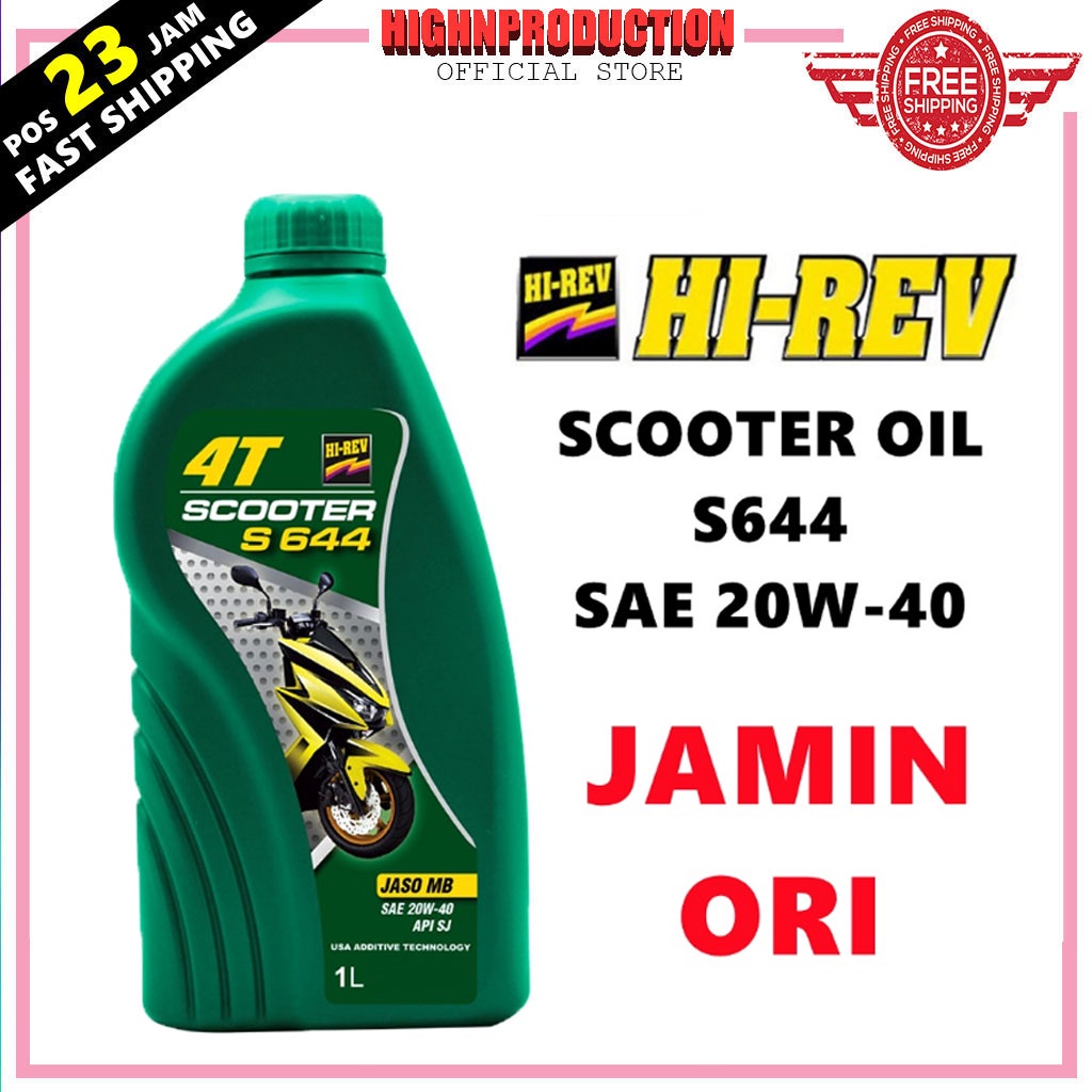 HI-REV 4T SCOOTER ENGINE OIL S644 SAE 20W-40 1L | Shopee Philippines