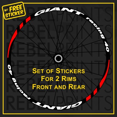 Giant RACING 40 Wheel Rim Decal Stickers | 26 | 27.5 | 29 | for ...