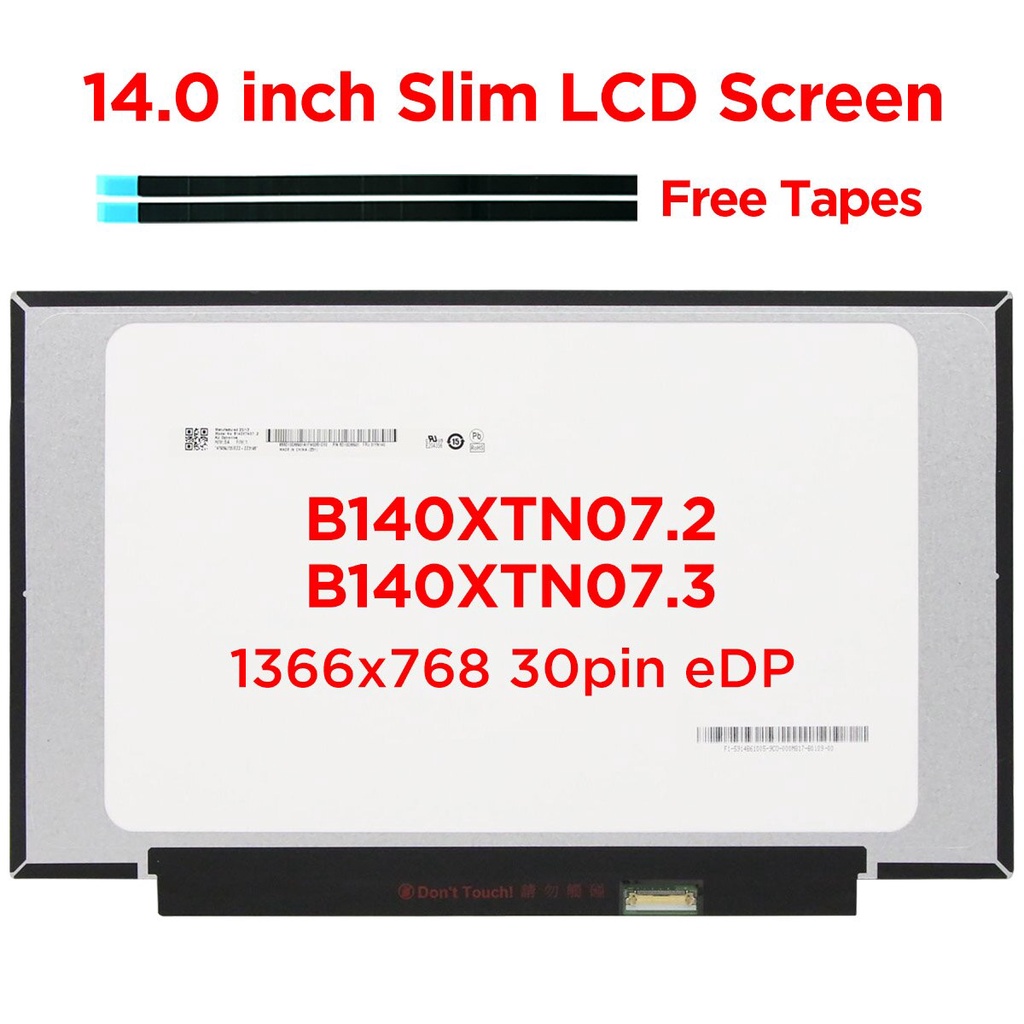 14.0 Laptop LCD Screen B140XTN07.2 B140XTN07.3 LQ140T1JH01 N140BGA-EA4 ...