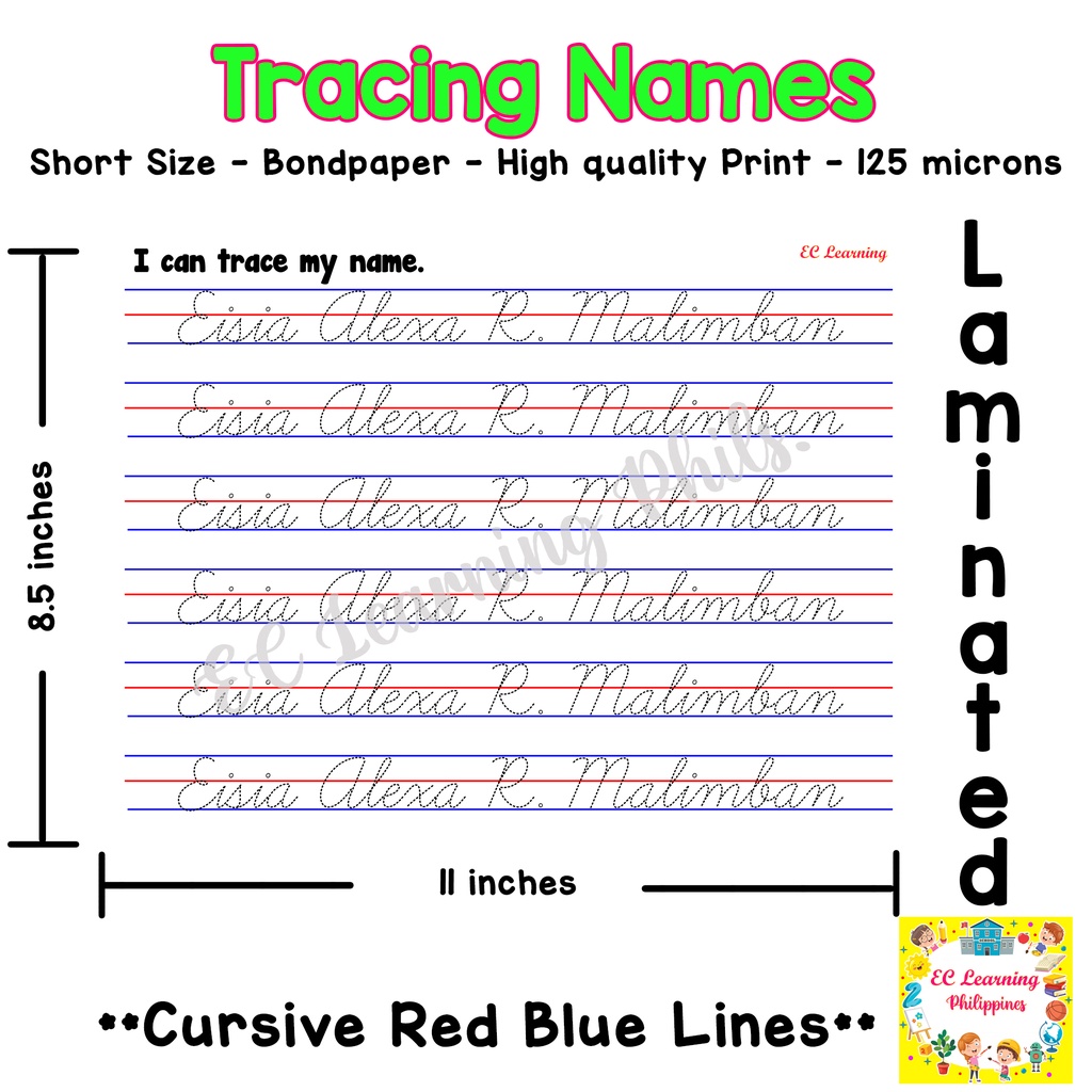 Laminated Tracing Activity CURSIVE NAME Write and Wipe (REUSABLE ...