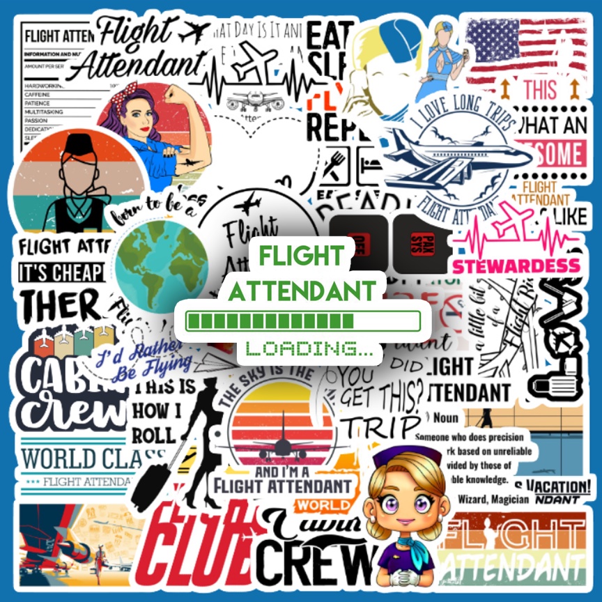 50 pcs. FLIGHT ATTENDANT stickers | water proof | CABIN CREW TOURISM ...