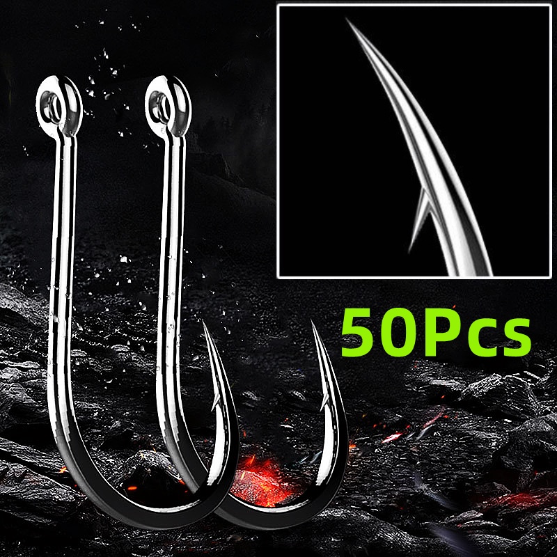 50pcs Fishing Hooks Barbed Baitholder Hooks High Carbon Steel Hooks Extra Sharp Jig Fish Hooks ...