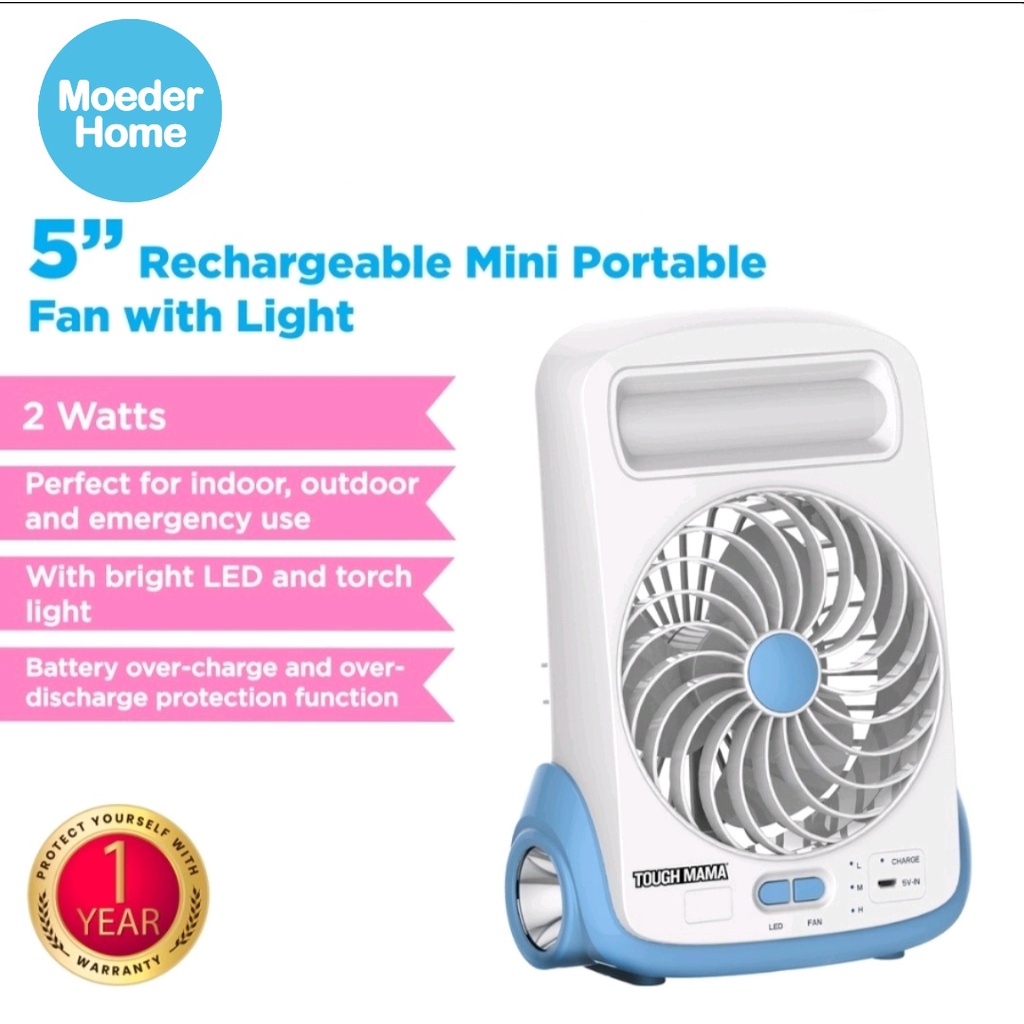 Tough Mama Rechargeable Mini Portable Fan w/ Light (NTM2825) | Shopee ...