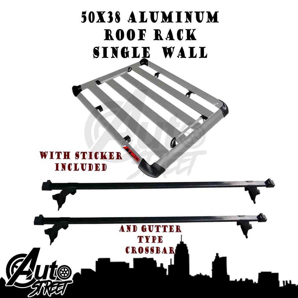 Aluminum Roof Rack Single Wall Type Carrier 50x38 (SILVER)Bundle GUTTER ...