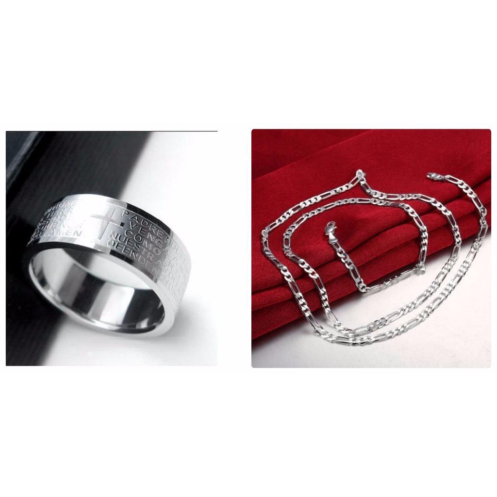 Titanium Steel Ring combo And Silver 925 Necklace Fashion For Men And ...